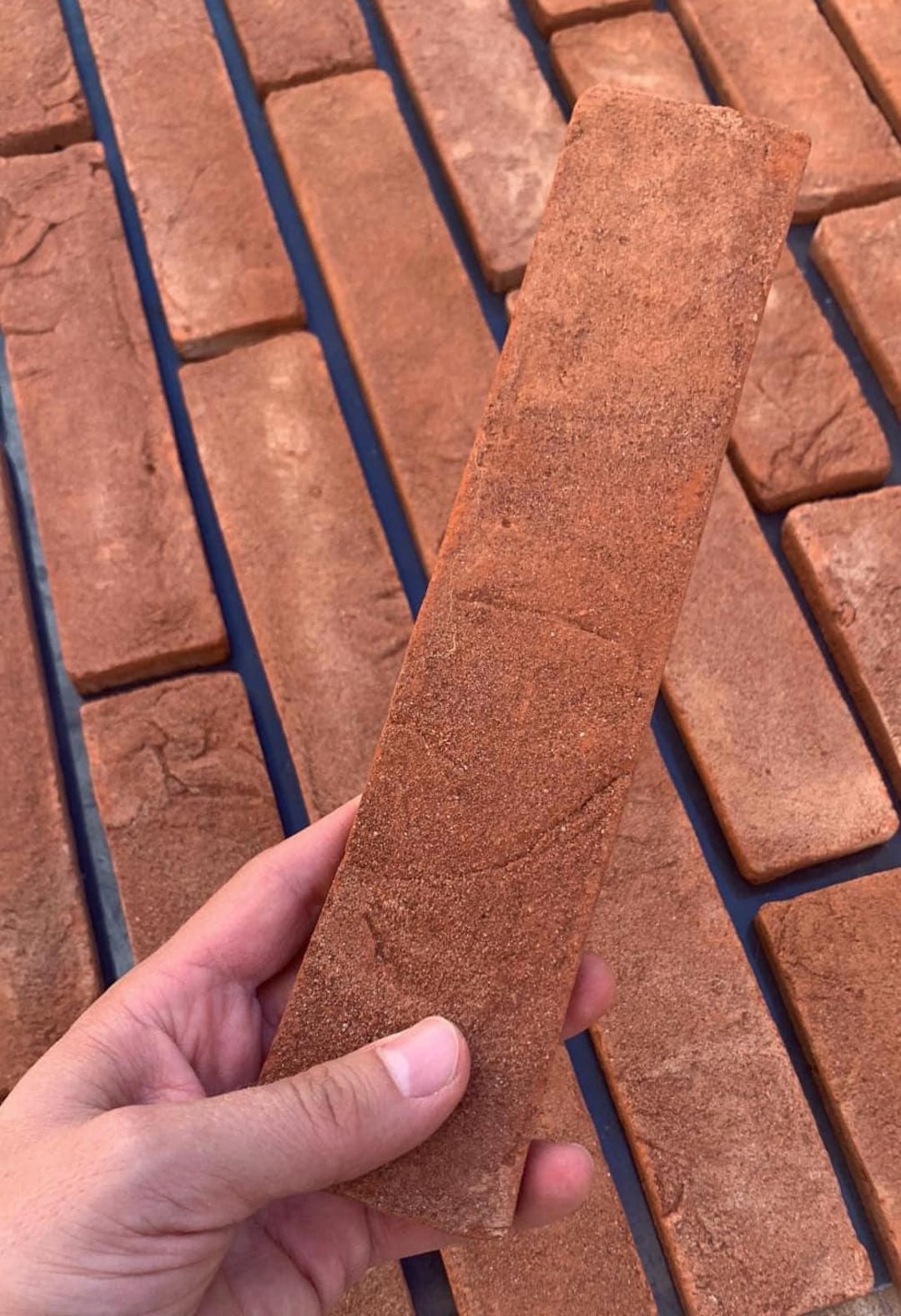 Classic Red Thin Terracotta Brick Tiles - 25x5.5 Cm, Rustic Wall ...
