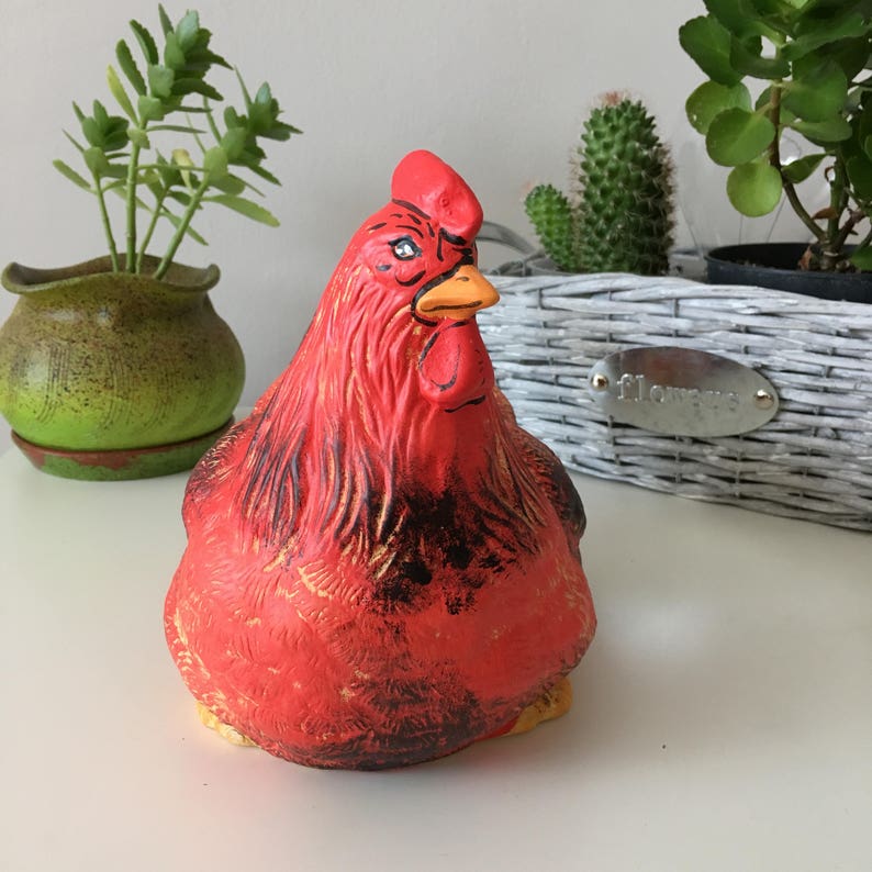 Painted Hen Statue Garden Decoration Ceramic Hens Garden | Etsy