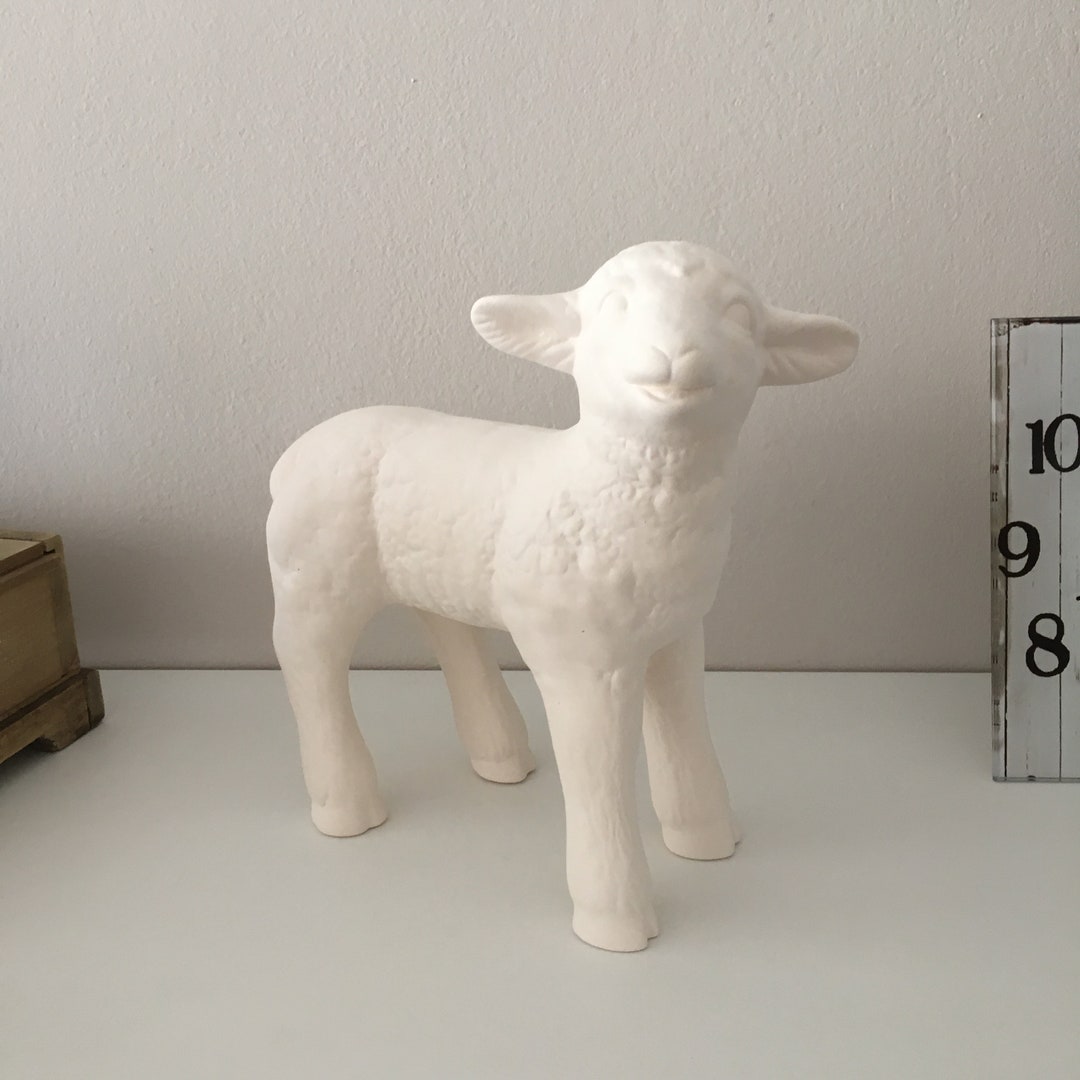 Lamb Figurine, Christmas Decoration, Ready to Paint, Ceramic Baby Lamb ...