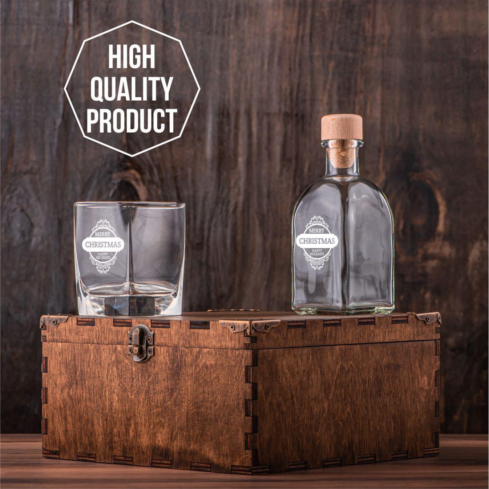 Personalized Whiskey Set in Wooden Box, Engraved Wooden Gift Box ...