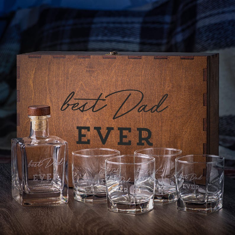 Personalized Whiskey Box Gift Set, Custom Bar Accessories, Engraved ...