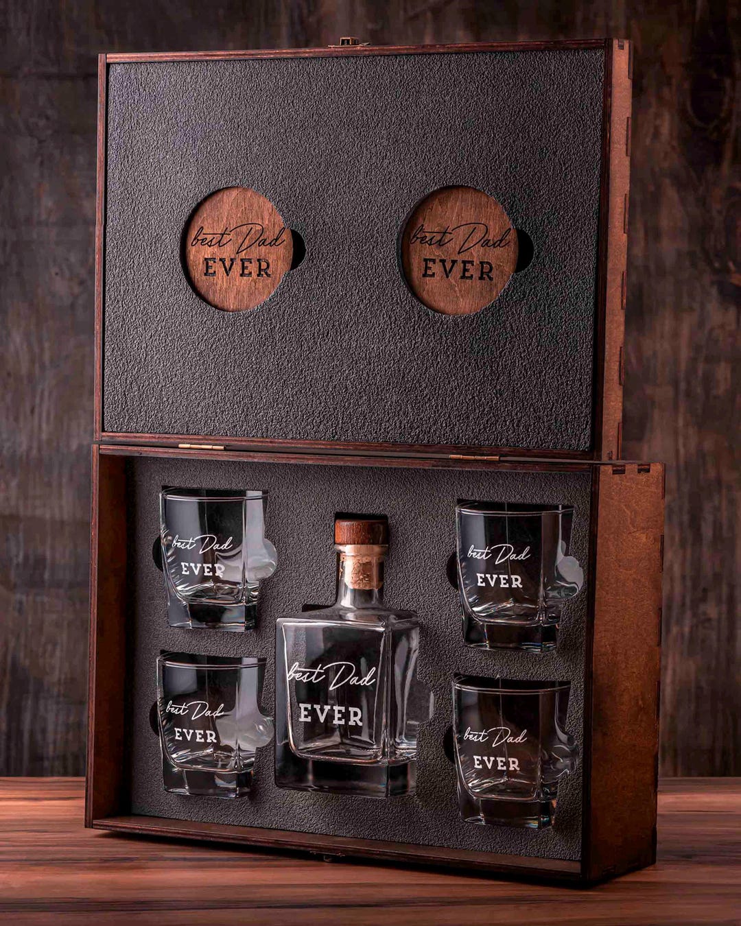 Personalized Whiskey Box Gift Set, Custom Bar Accessories, Engraved ...