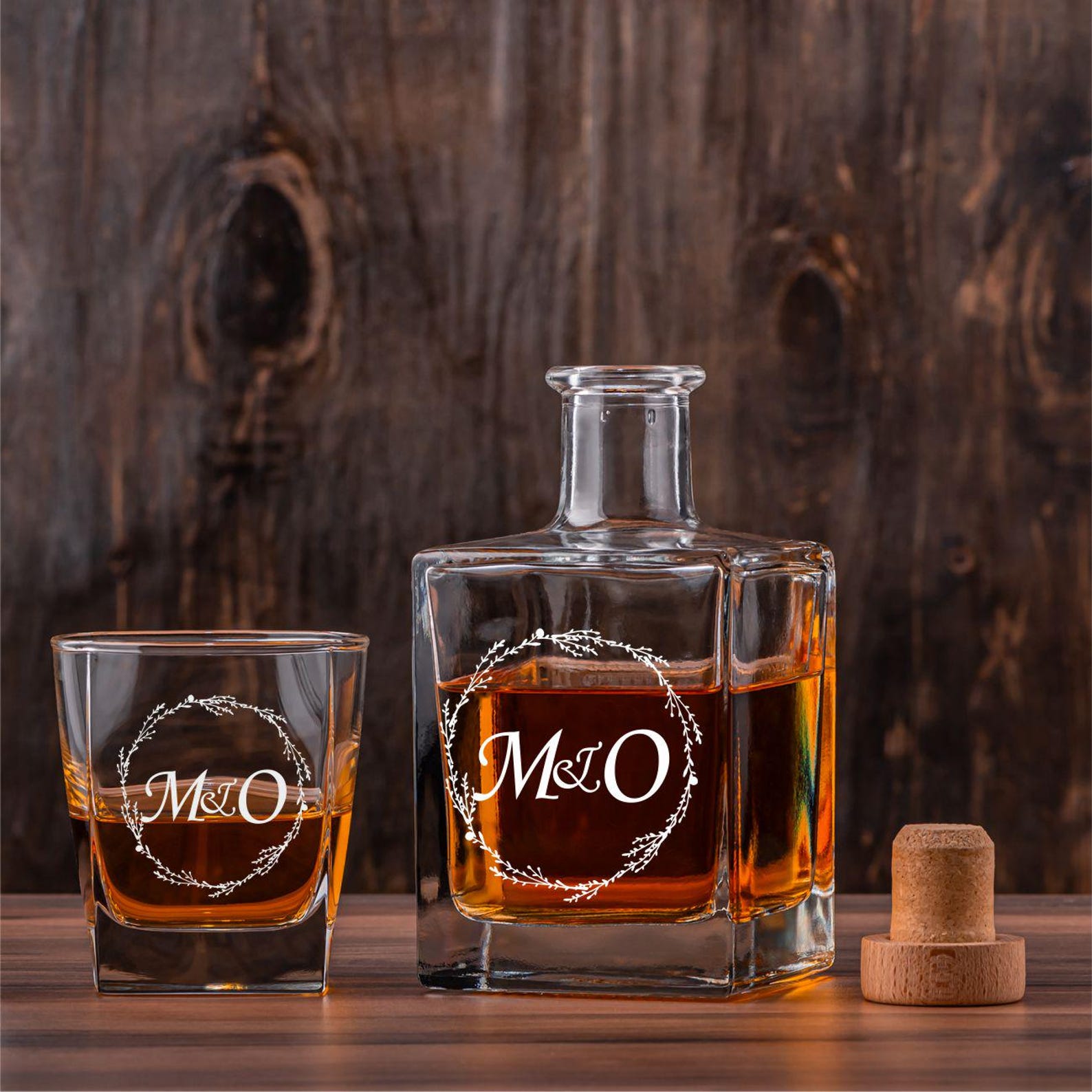 Personalized Whiskey Set in a Wooden Box, Whiskey Decanter and Glasses ...