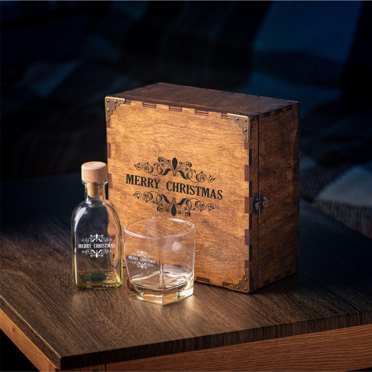 Personalized Whiskey Set in Wooden Box, Engraved Wooden Gift Box ...