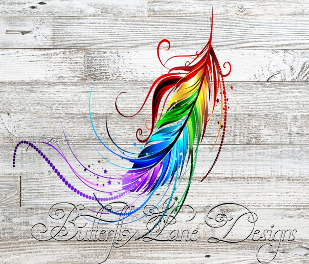 Stunning Rainbow Colored Feather: Clear Waterslide Tumbler Decals - Etsy