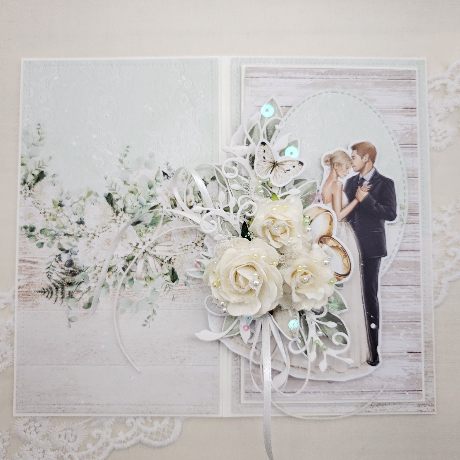 Wedding Handmade Card Anniversary Gift Congratulations Card With Box ...