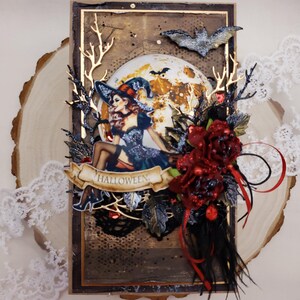 Halloween Handmade Card; Handmade Halloween Greeting Card With Witch in ...