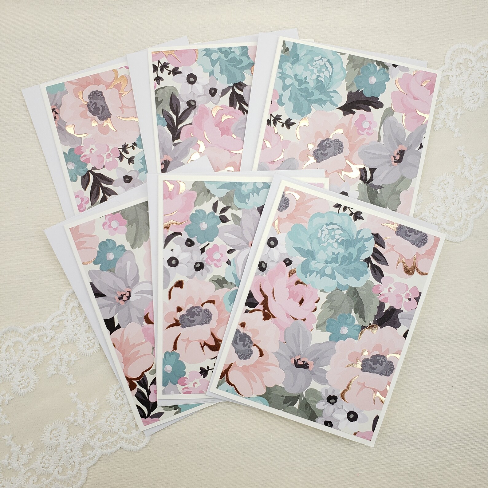 A Set of 6 Notecards; Handmade Cards; Thanks Note Cards; Blank Cards ...