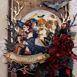 Halloween Handmade Card; Handmade Halloween Greeting Card With Witch in ...