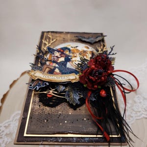 Halloween Handmade Card; Handmade Halloween Greeting Card With Witch in ...