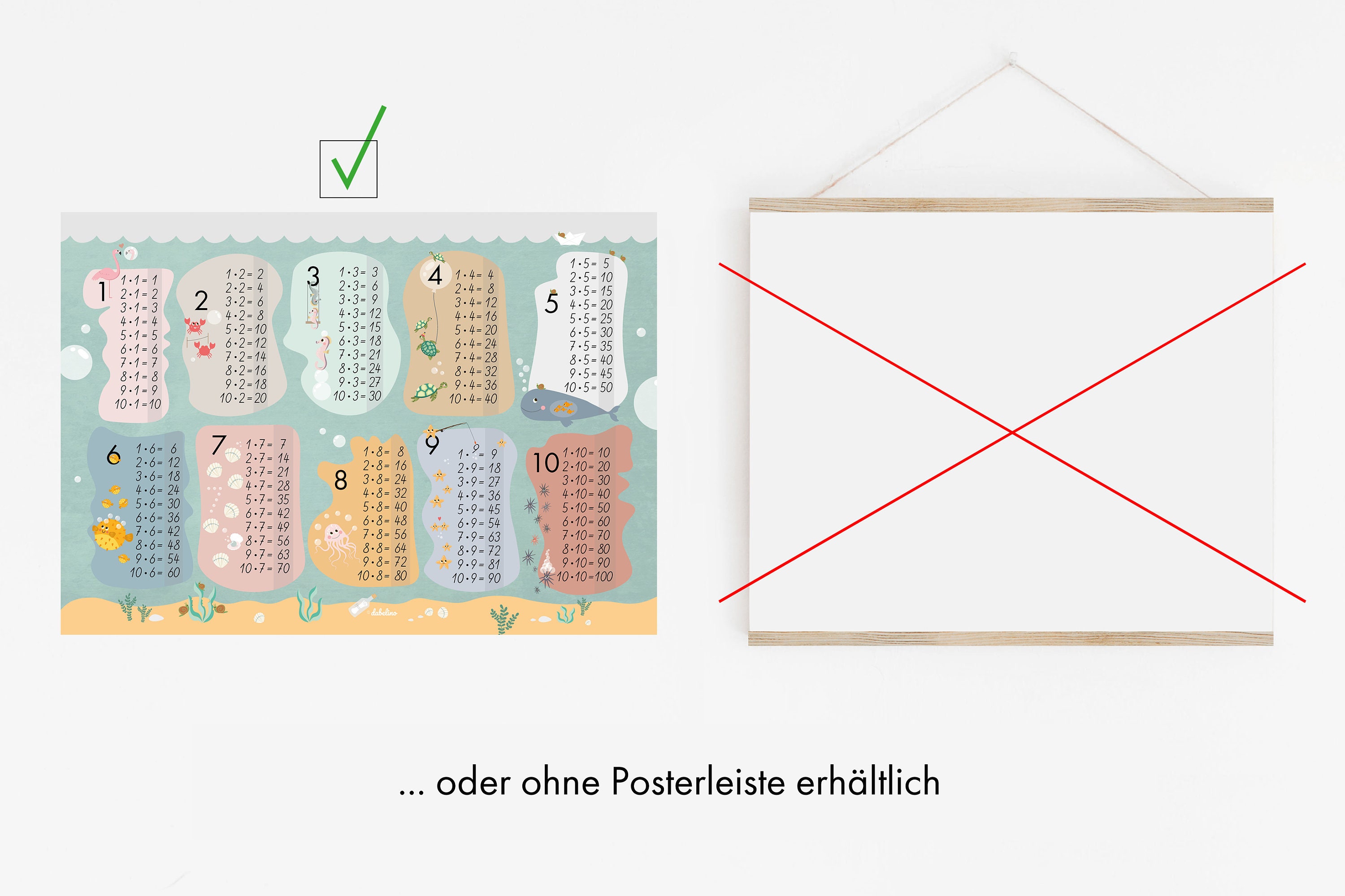 Multiplication Table Poster opt. With Bar the Little 1x1 - Etsy Ireland