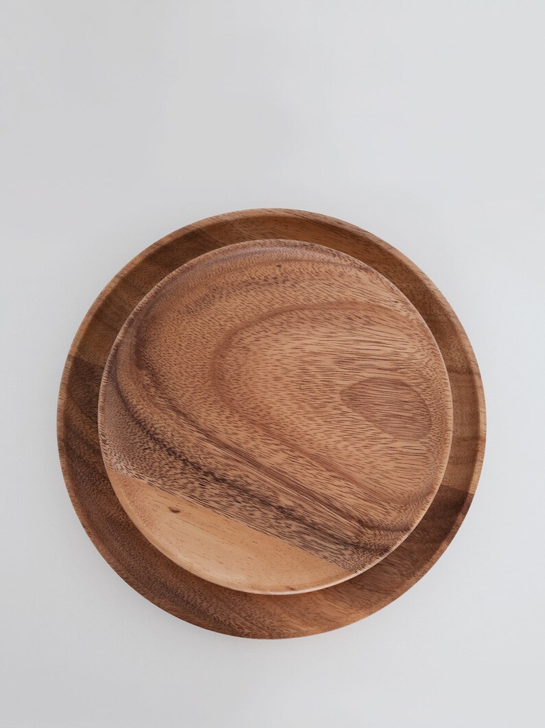 Acacia Wood Plates 15cm 18cm 21cm: Durable Eco-friendly - Etsy