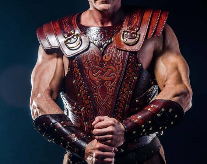 Celtic / Viking Leather Embossed Body Armor and Bracers - Etsy