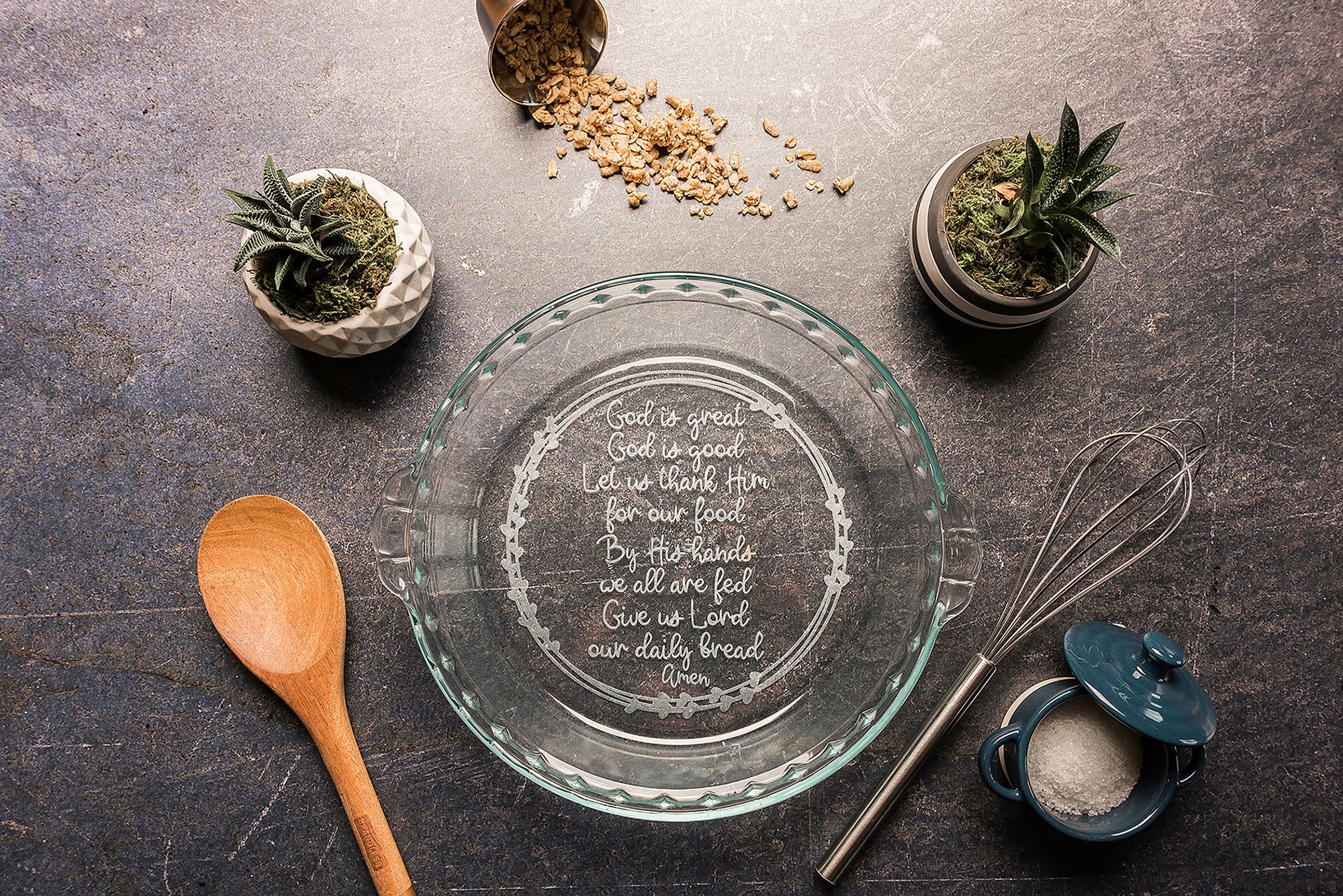 Engraved Pie Plate - Grace Prayer Pie Dish, Custom Pyrex Deep Dish ...