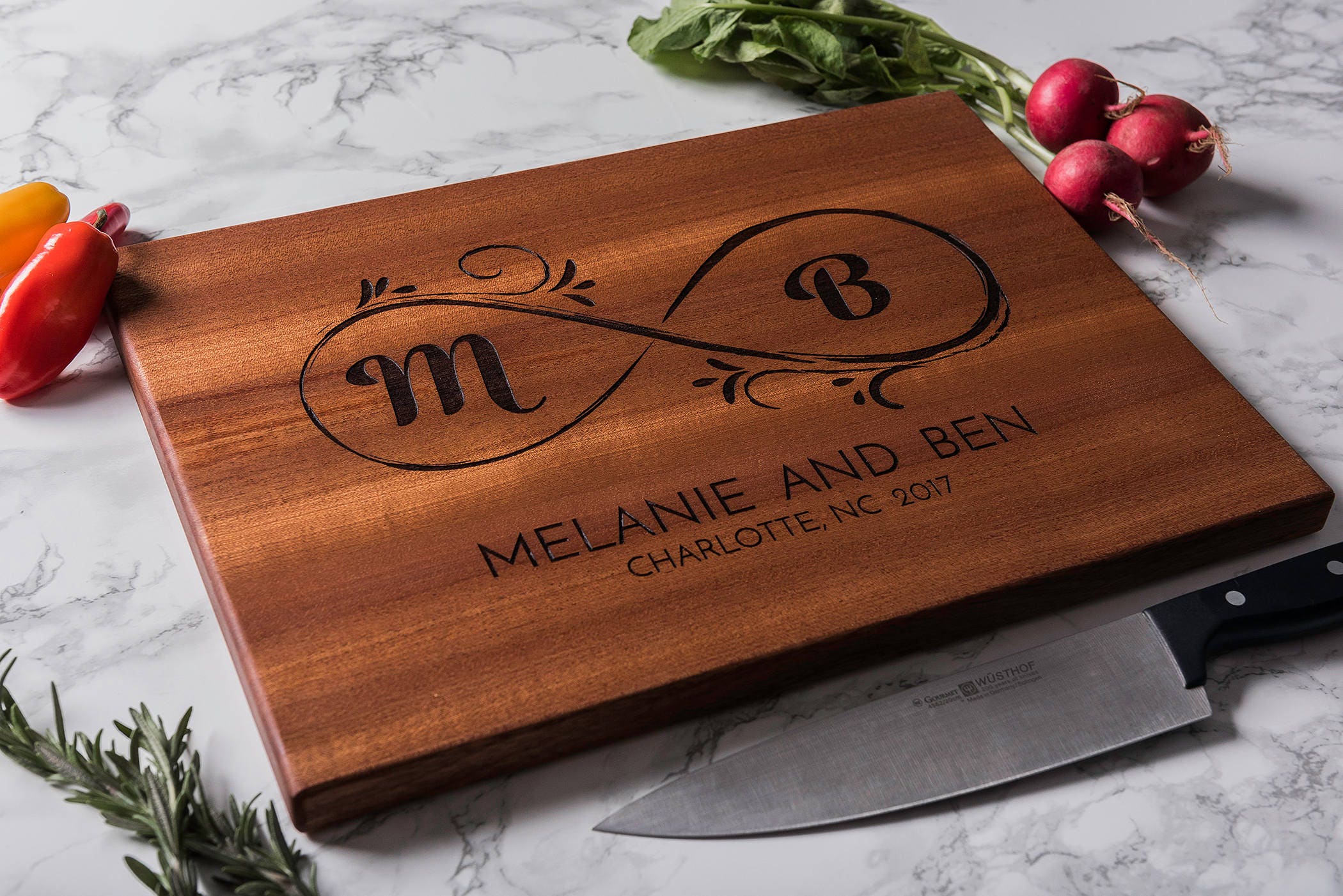Wood Chopping Board, Engagement Gifts for Couple, 5th Anniversary Gift ...