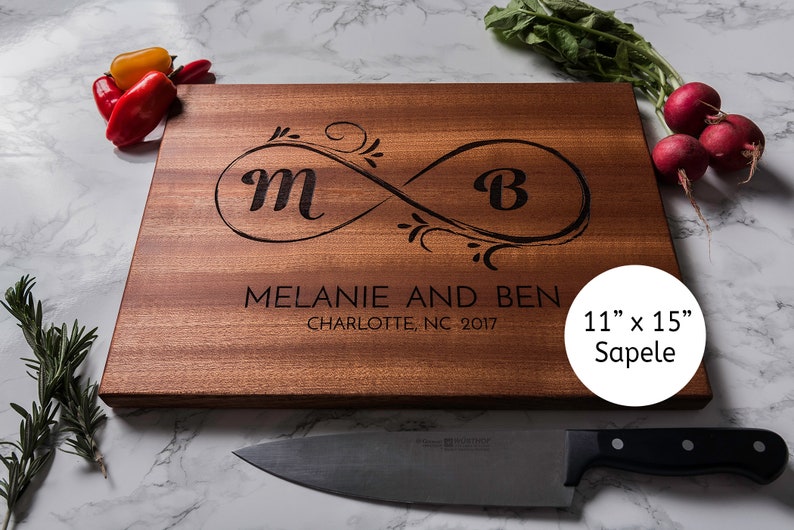 Wood Chopping Board, Engagement Gifts for Couple, 5th Anniversary Gift ...