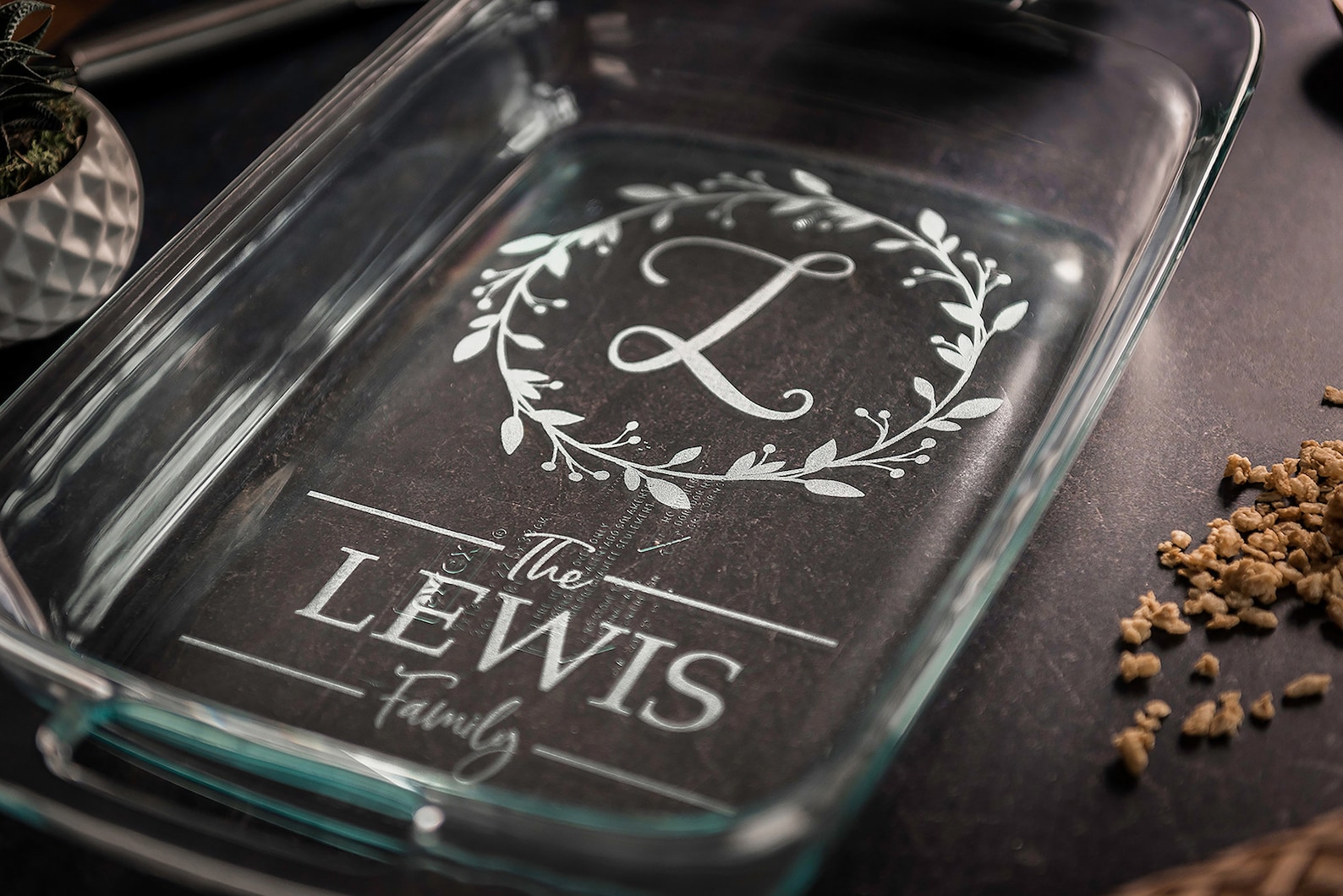Engraved Casserole Dish, Personalized Glass Baking Dish With Lid ...