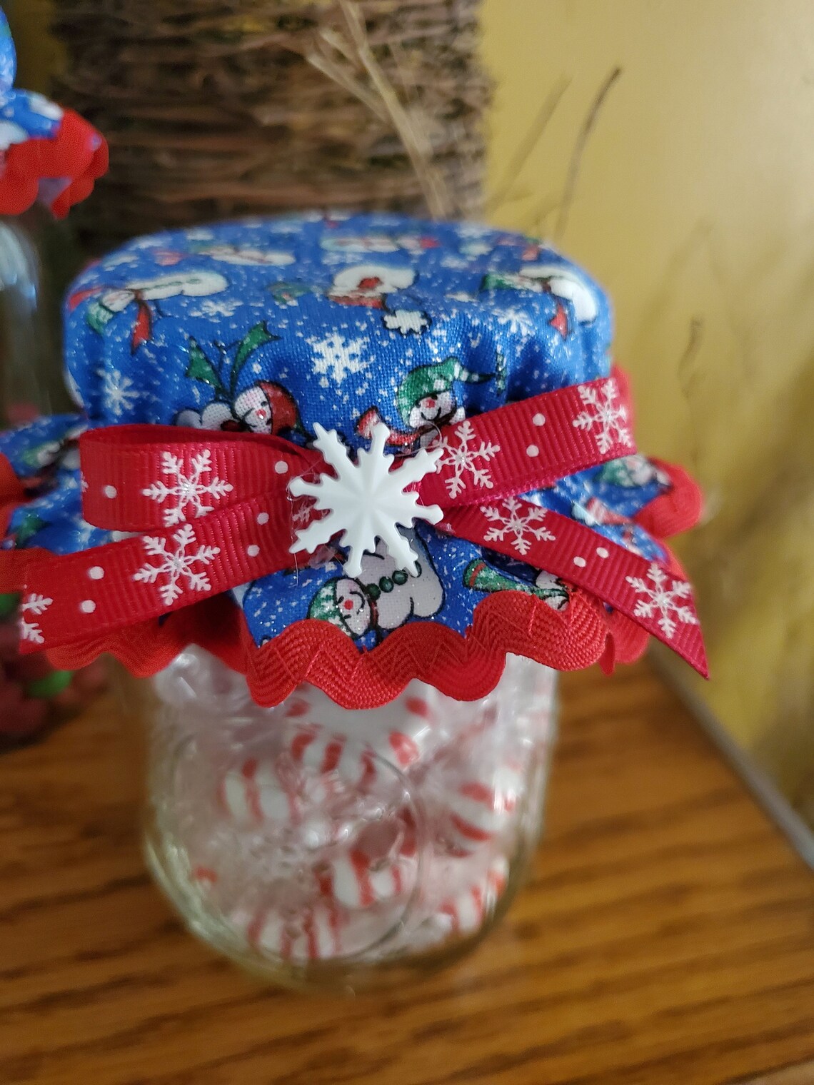 CHRISTMAS Set of 3 Snowman Mason Jar Bonnets/ Lid Covers/ Toppers - Etsy