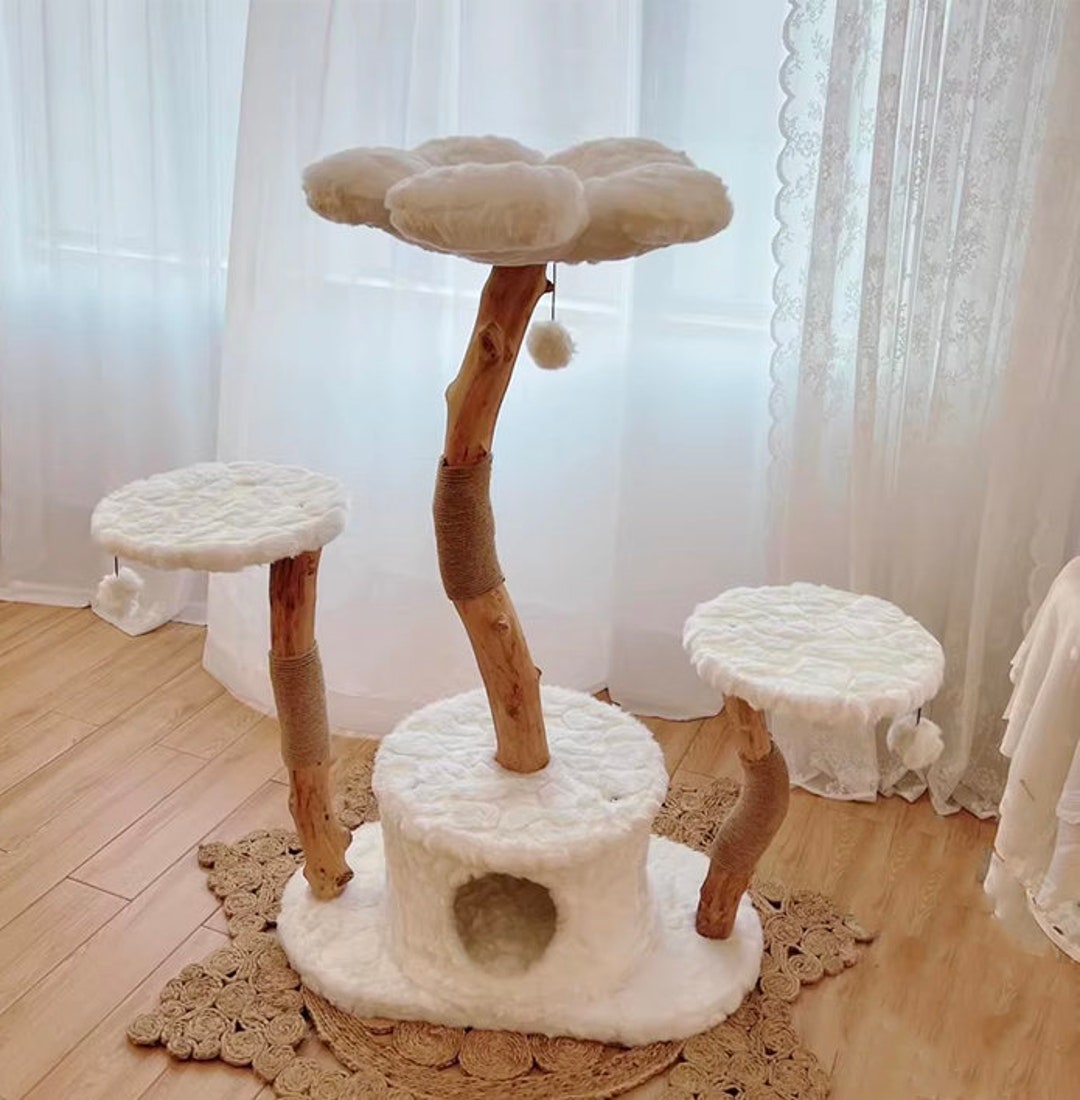 Driftwood Cat Tree Tower Modern Wooden Branch Cat Condo Cat Climbing ...