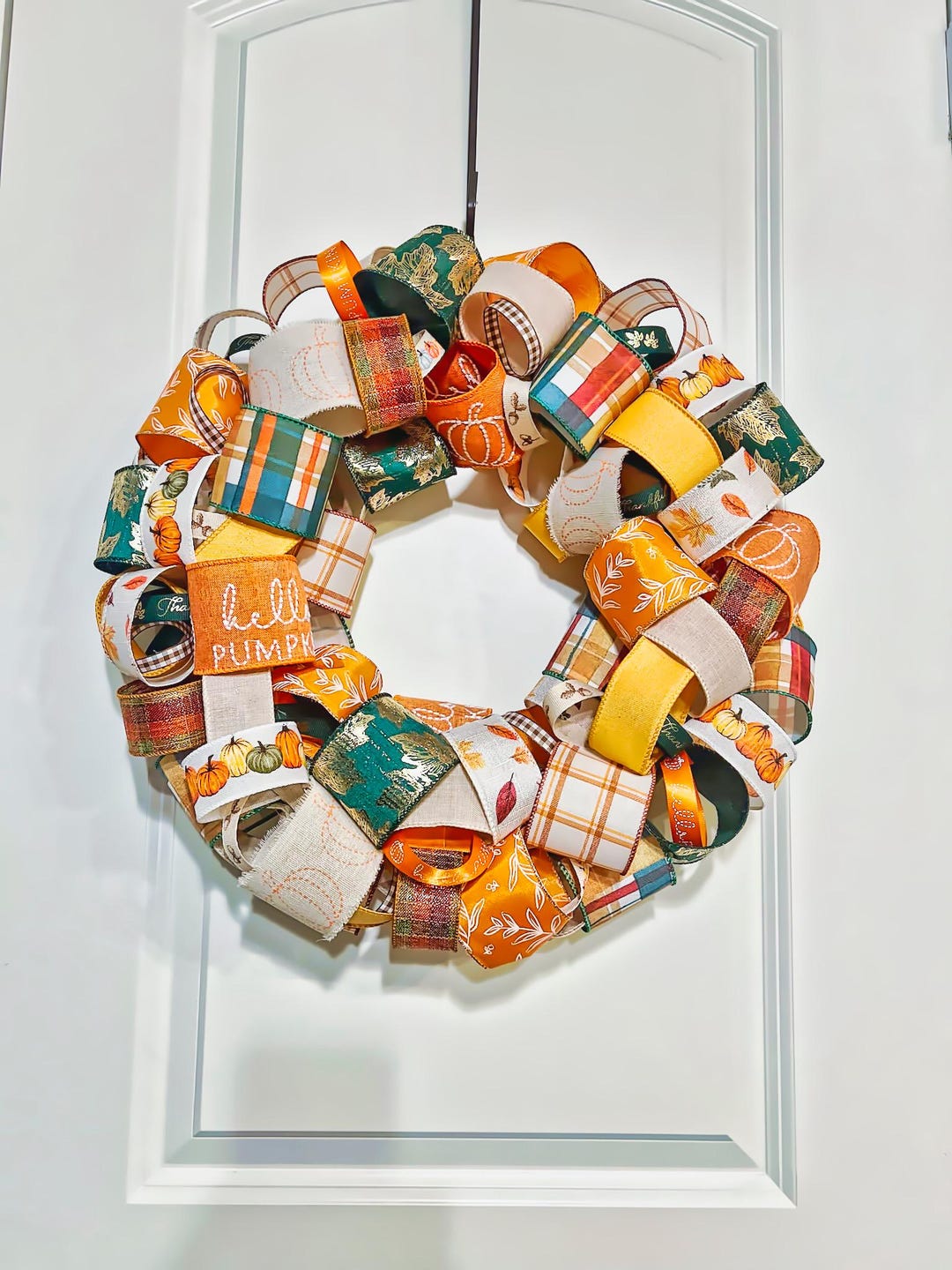 Handmade Fall Ribbon Wreath: Thanksgiving Door Decor (20 Inch) - Etsy