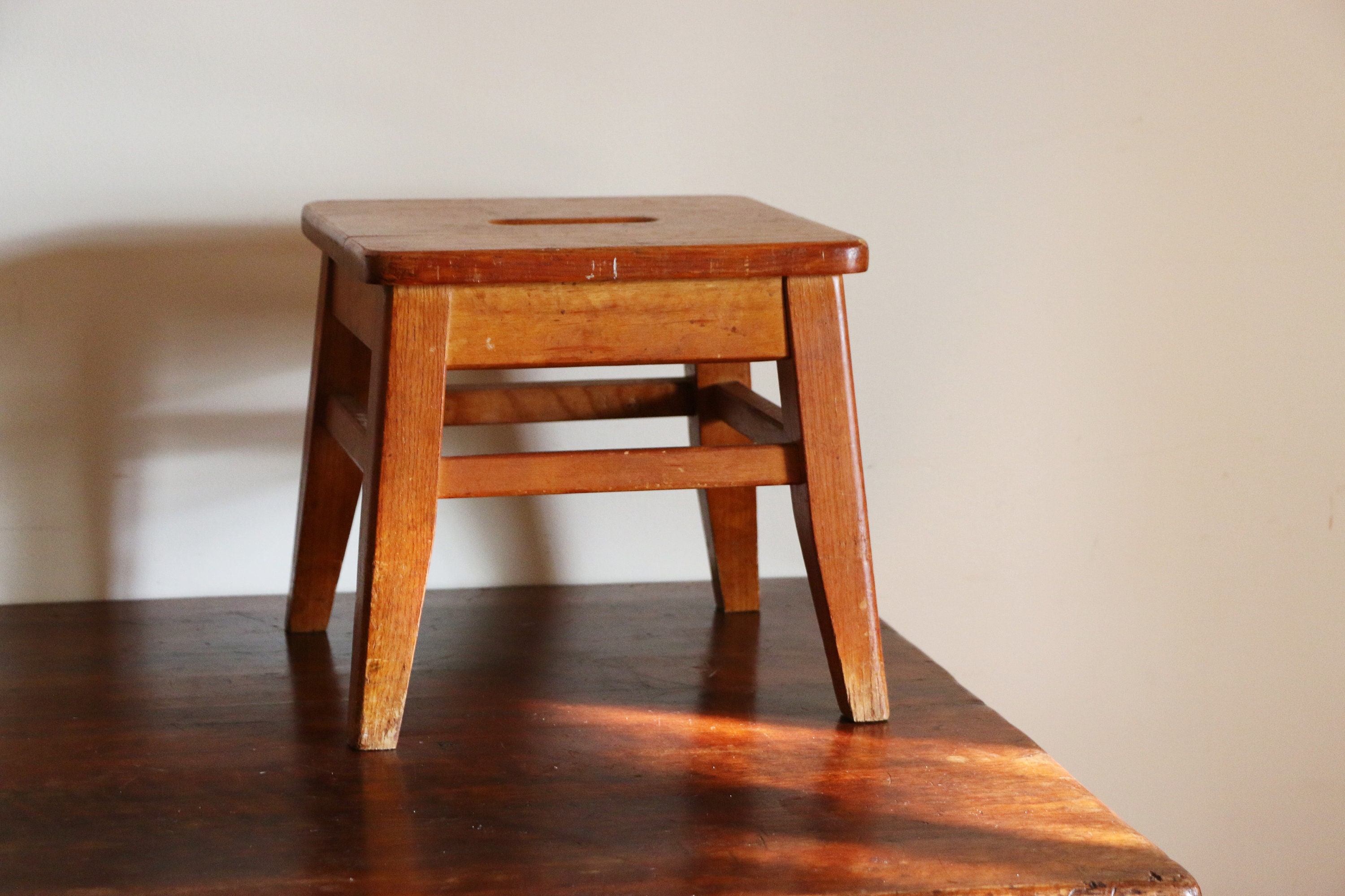Vintage Oak Wood Stool Vintage Oak Kitchen Stool - Etsy