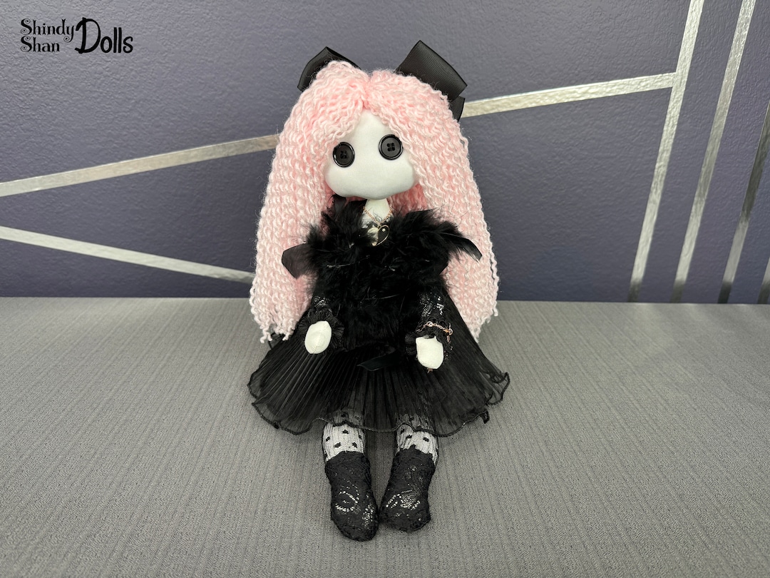 Creepy Handmade Goth Doll - Horror Rag Doll Decor - OOAK Collectible ...