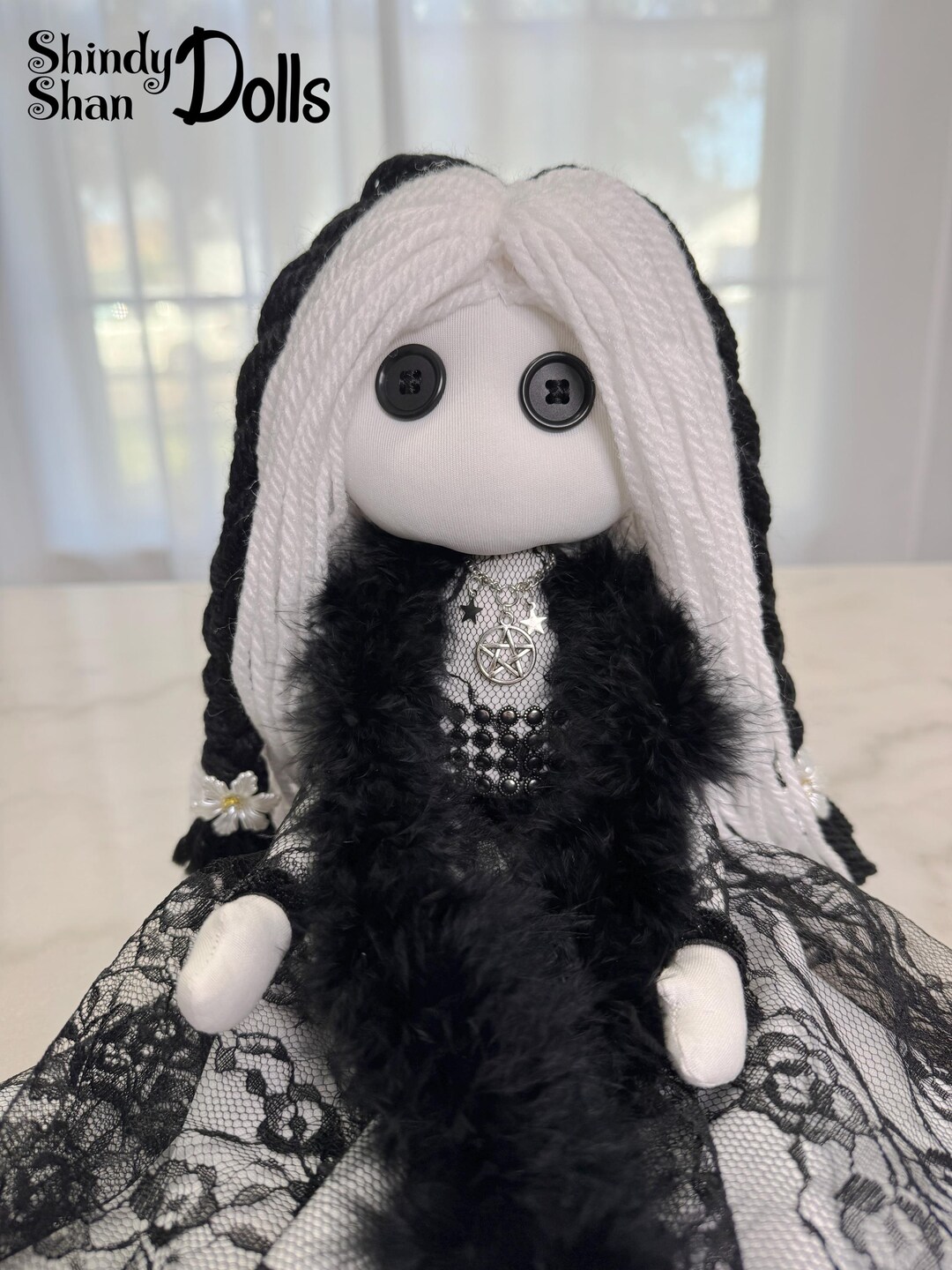 Goth Doll – Handmade OOAK Horror Art Doll – Creepy Black & White Decor ...