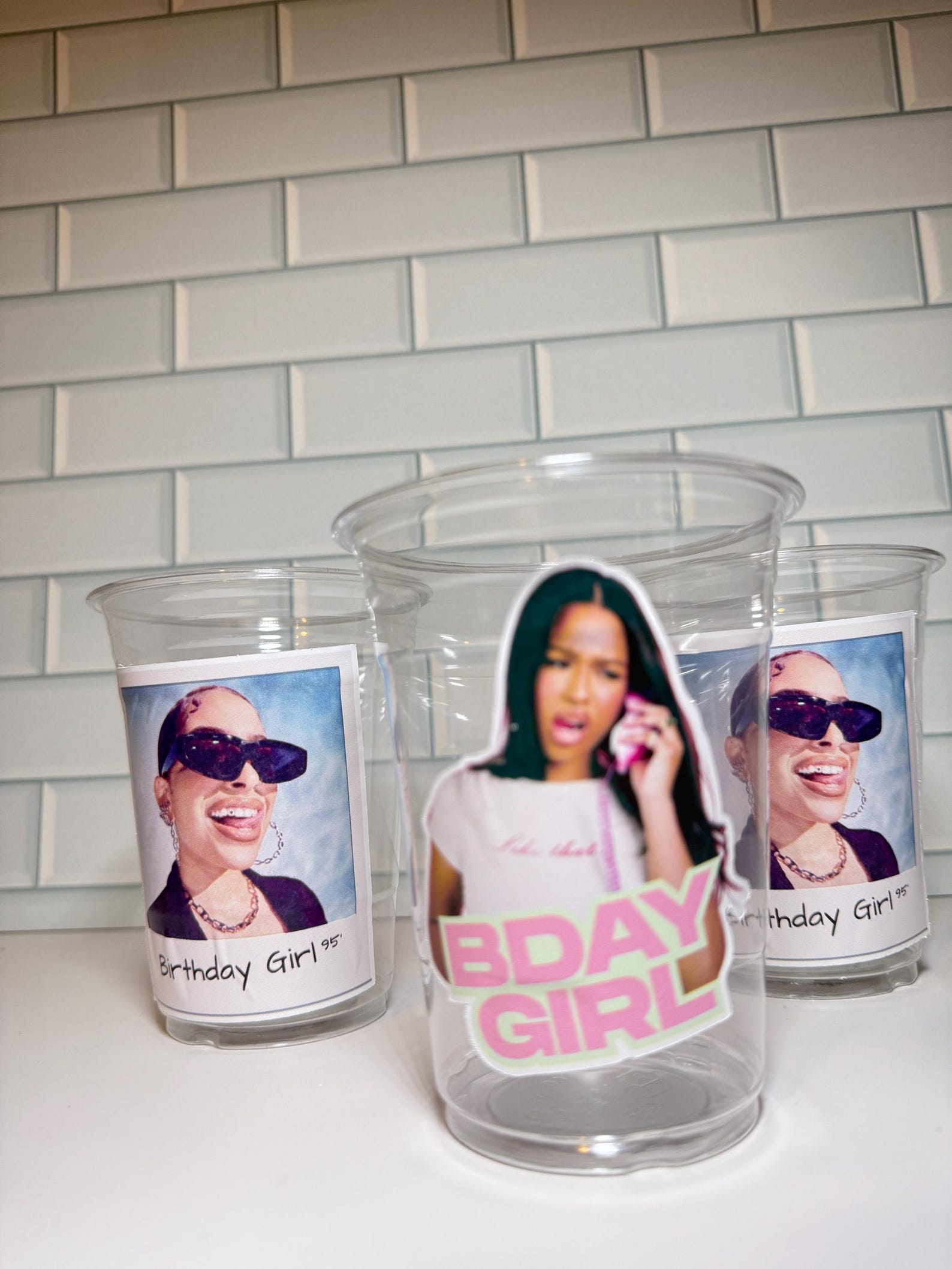 Custom Birthday Girl Party Cups – 16oz Clear Plastic Cups With Your ...