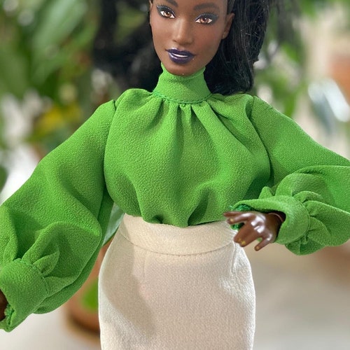 Red Ruffled Blouse and White Skirt for Curvy Barbie Doll - Etsy