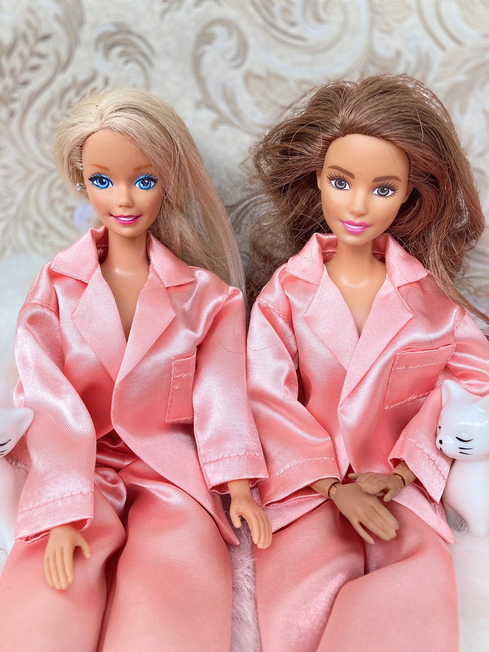 Silk Pajamas With Robe Mask Slippers and Handbag for Curvy - Etsy