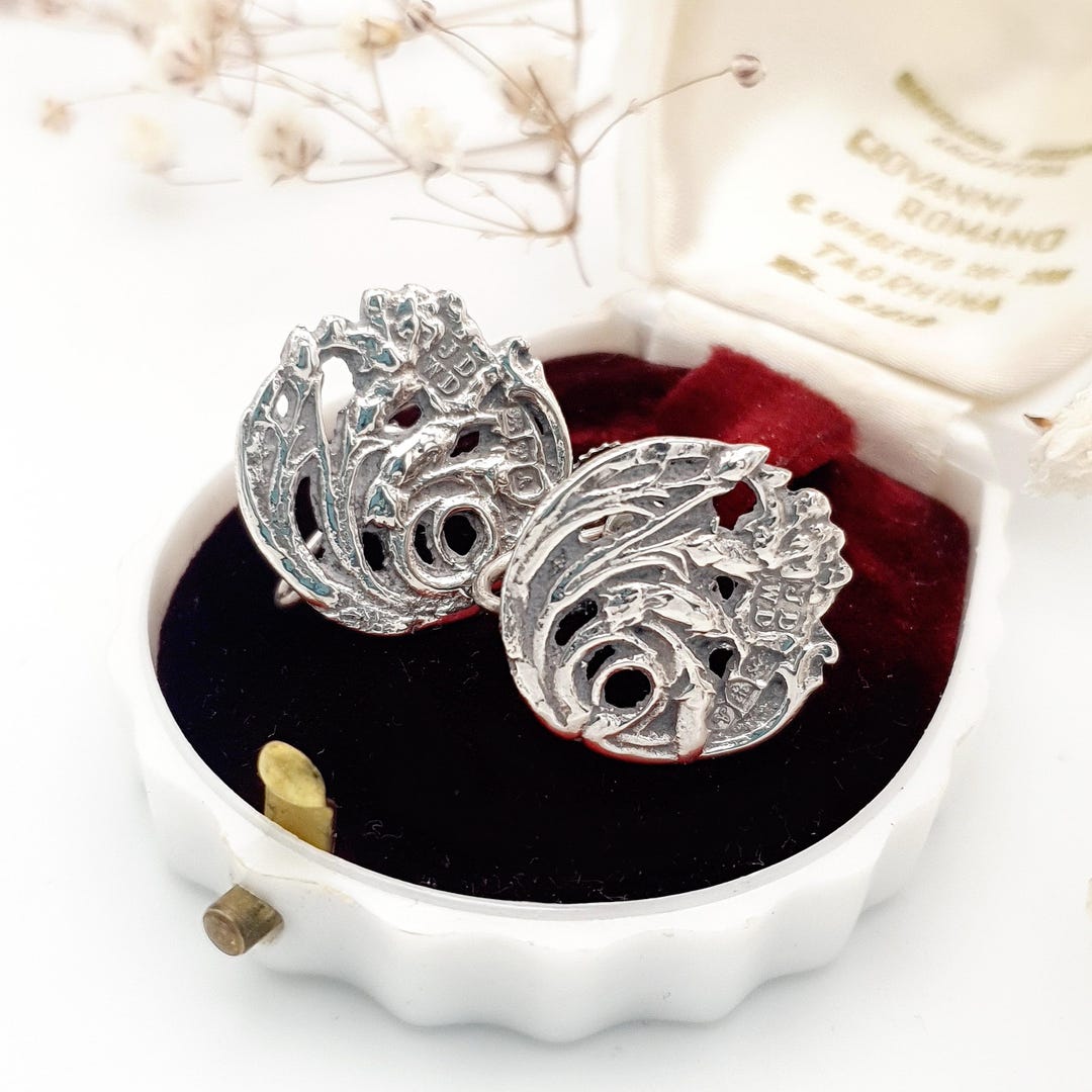 Antique 1900s Art Nouveau 'JD WD' Signed Foliate Solid 925 Sterling ...