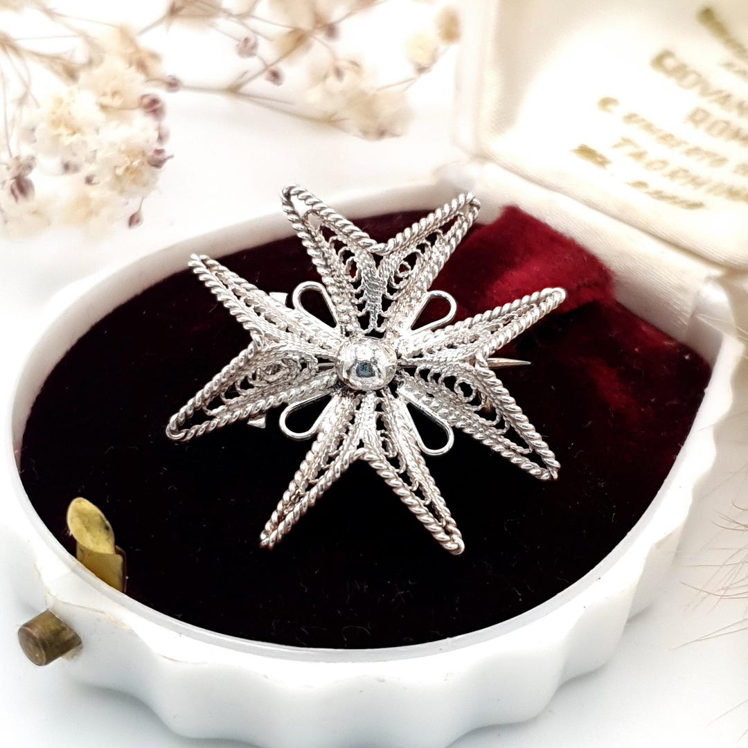 Antique Filigree Cross/flower Shape Foliate Solid 925 Sterling Silver C ...