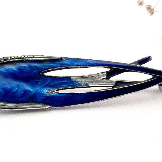 Art deco blue guilloche enamel bird paste antique/vin… - Gem