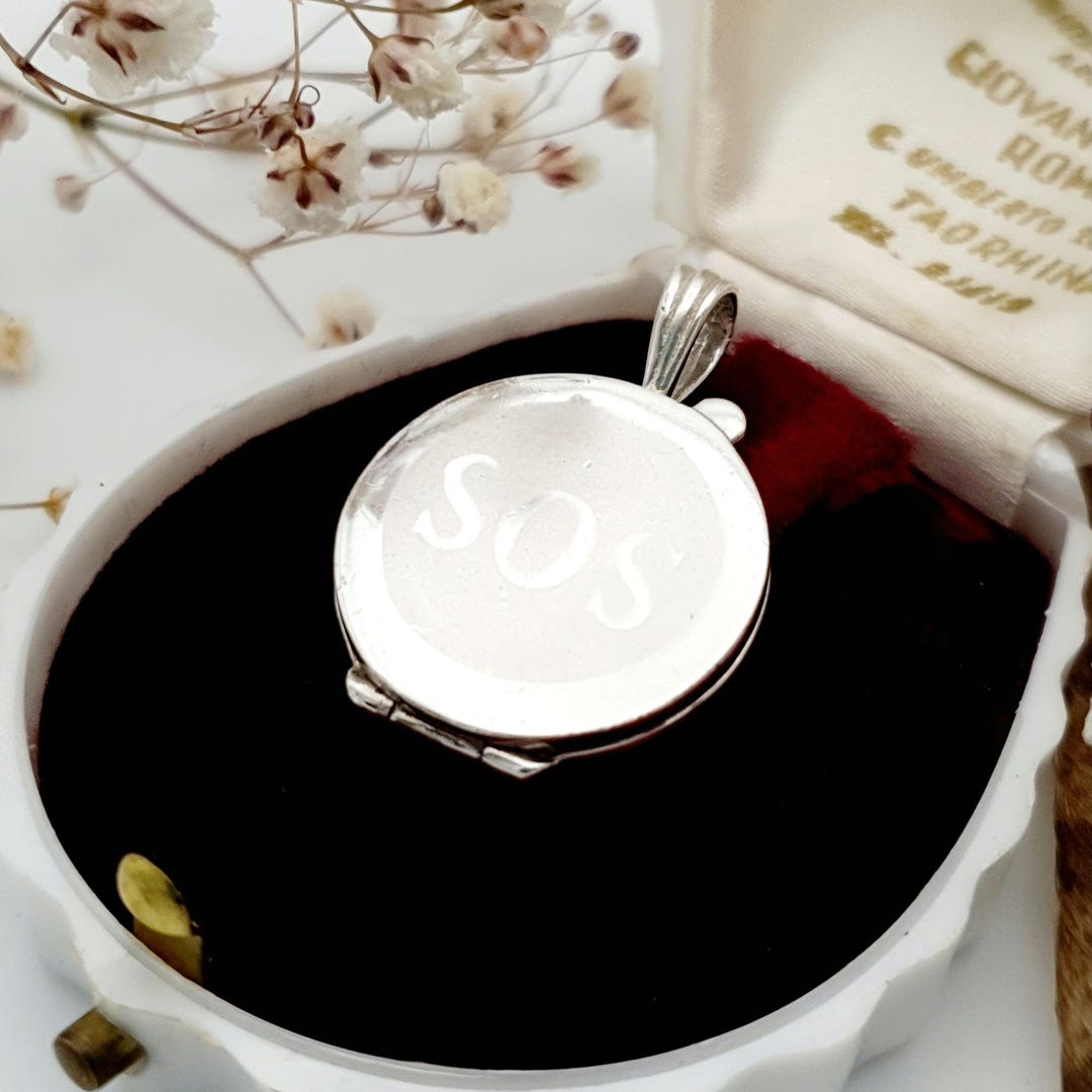Vintage 'JH' Signed SOS Round Hidden Message Keepsake Solid 925 ...