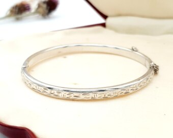 Vintage Charles Horner Sterling Silver Bangle Bracelet: Foliate Etched ...