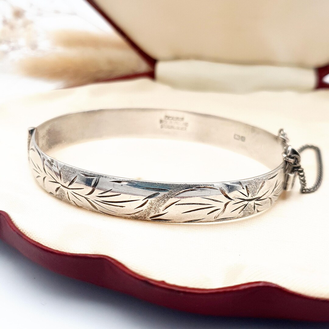 Vintage 'excalibur, E.j.ld.' 70s Floral Foliate Etched Solid 925 ...