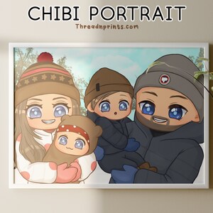 Family Drawing Portrait, Cartoon Portrait From Photo FEAT01 P08B Chibi ...