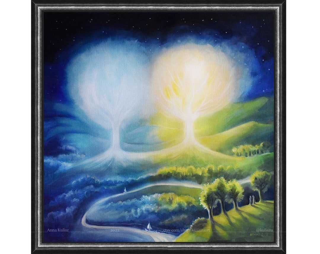 The Two Trees of Valinor - Original Oil Painting || Tolkien Inspired ...