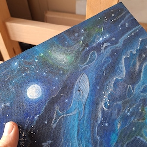Space Whales - original painting | Fantasy landscape | Handmade ...