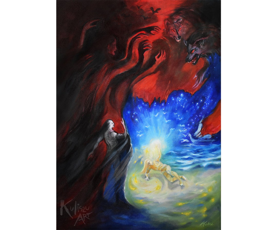 Sauron Vs Finrod - Giclee / Canvas / Mounted Canvas Print || Original ...