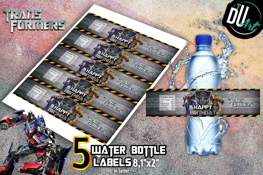 Transformers Water Bottle Labels, Printable Transformers Water Bottle ...