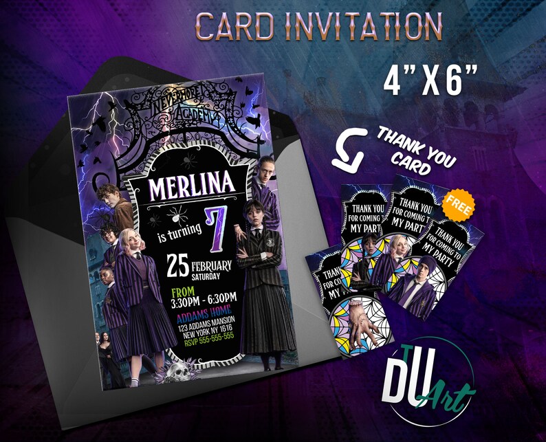 Wednesday Invitation Addams Invitation Wednesday Card - Etsy