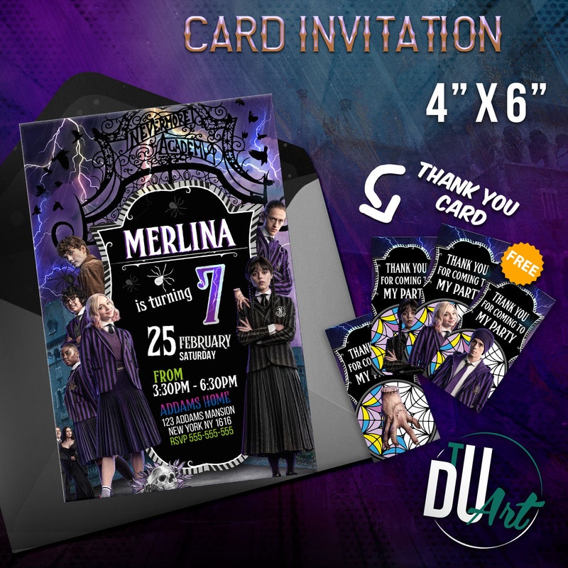 Wednesday Addams Invitation - Etsy