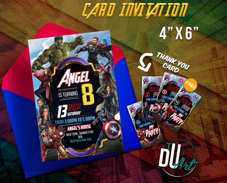 Avengers Invitation Marvel Invitation Birthdaybirthday - Etsy
