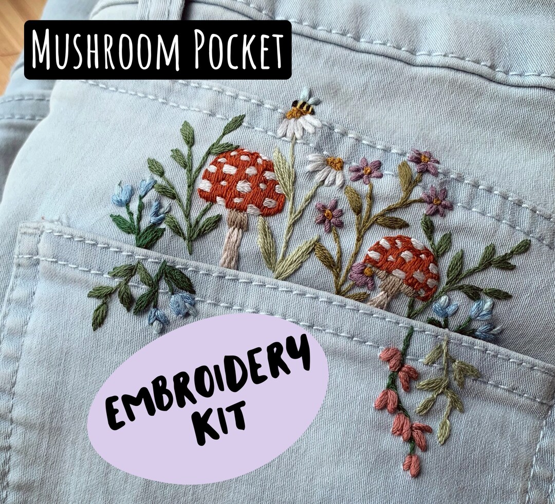 Mushroom Pocket Embroidery Kit - Etsy