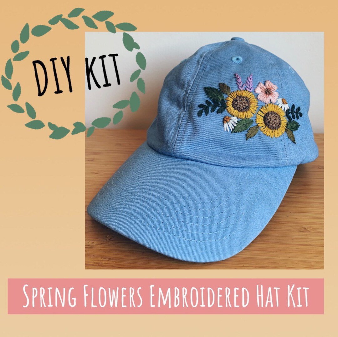 DIY Embroidered Hat Kit: Spring Flowers - Etsy
