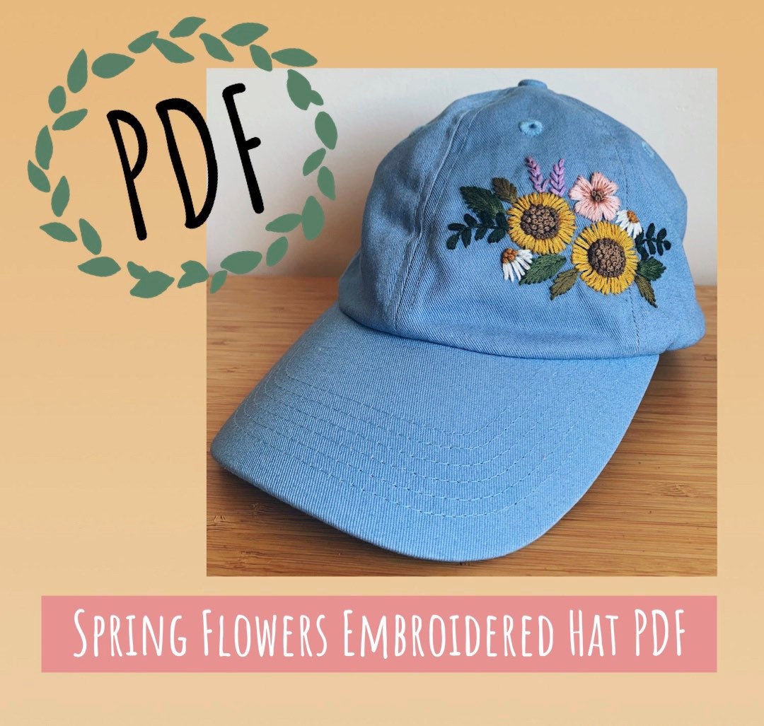 Spring Flowers Embroidered Hat PDF Pattern - Etsy