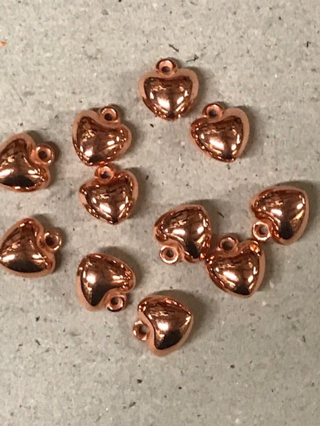 24 Pcs 12mm Copper Coated Puffed Heart Pendants - Etsy