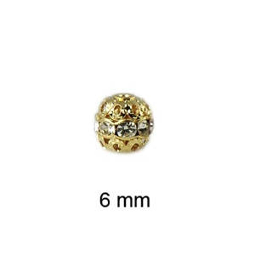 12 Pcs of a 1 Row Rhinestone Ball Crystal Stones - 6mm Gold Plated ...