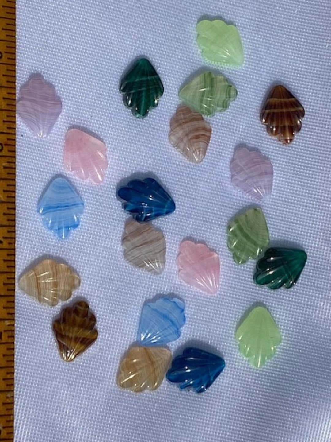 20 Pieces Asst. Scalloped Glass Cabs, Flat Back - Etsy